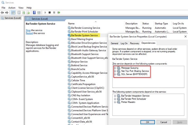 BarTender Error: Permission Denied #2622 or #232